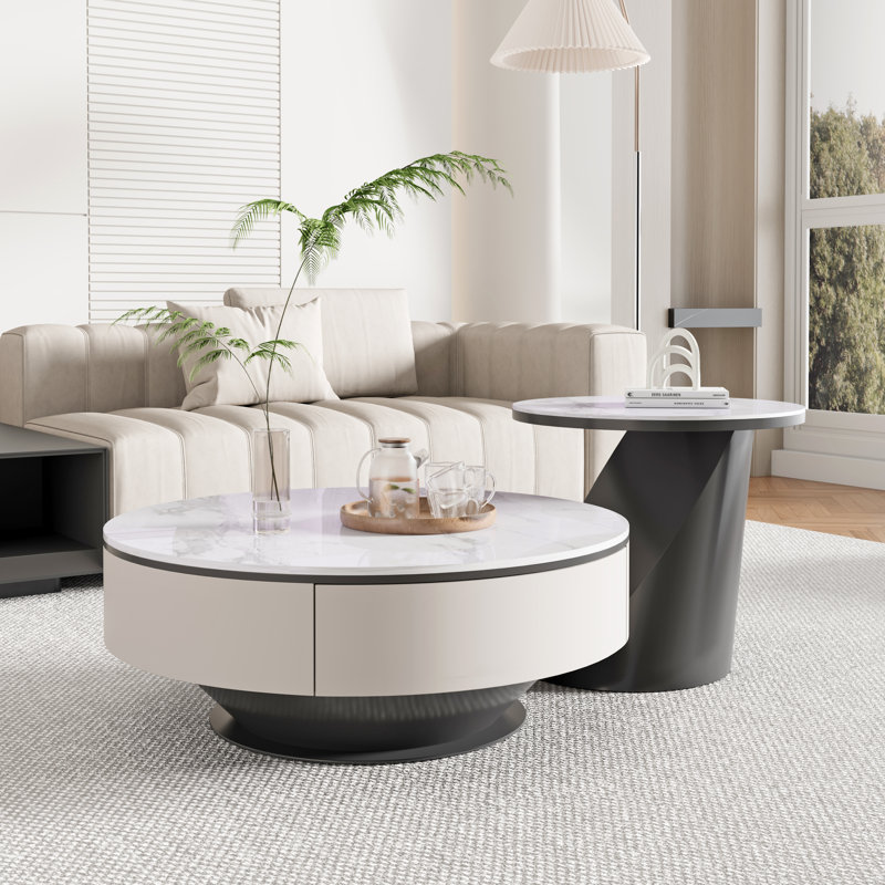 Deri Round Nesting Coffee Table Sets End Table